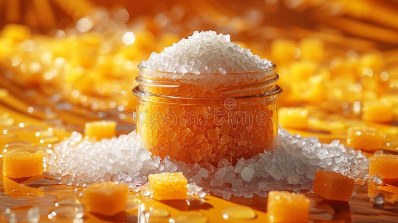 Glass Jar with Yellow Diet Sugar on the Table Stock Image - Image of ...