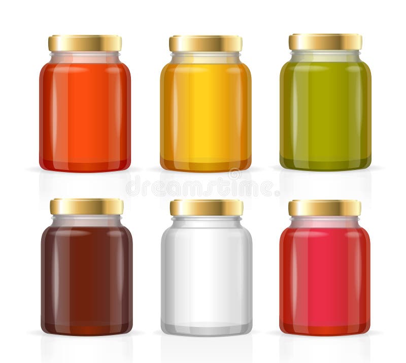 Glass Jars Bottles Empty Transparent Honey. Vector Stock Vector ...