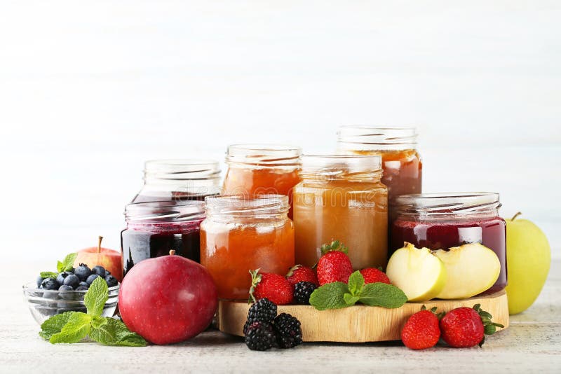 Glass Jars with Different Kinds of Jam Stock Image - Image of breakfast ...