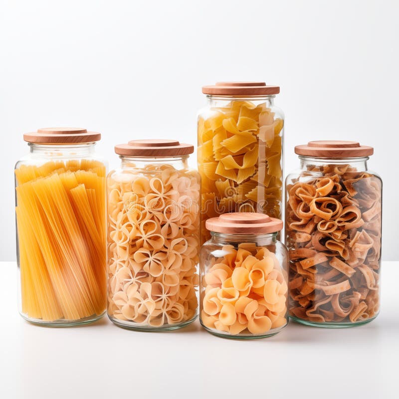Glass Jars Filled with Different Types of Pasta Stock Illustration ...