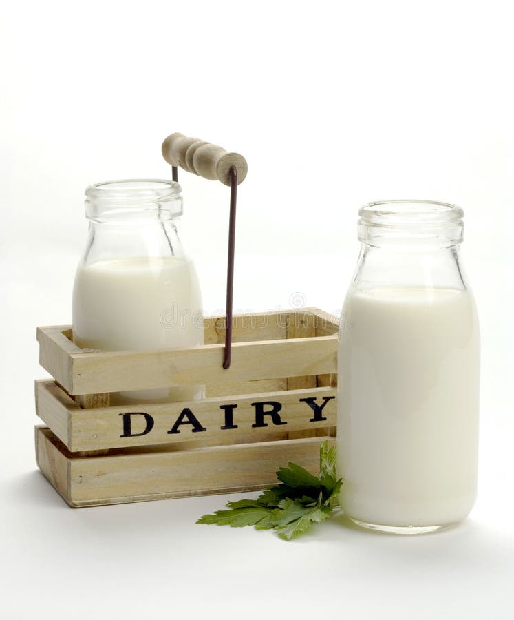 Glass Jars with Fresh Milk with a Wooden Box Stock Image - Image of ...