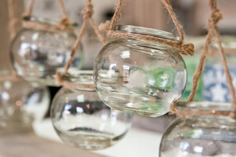 Glass jars home decoration stock image. Image of small - 93461759