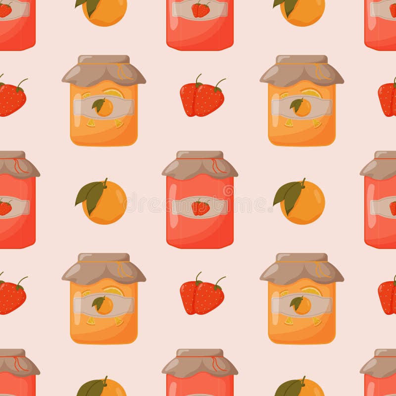 Glass Jars of Jam Made of Orange and Strawberry with a Closed Lid ...