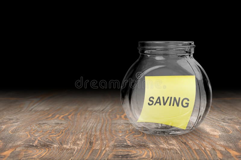 Glass Jars with Saving Text in Notepaper Stock Image - Image of concept ...