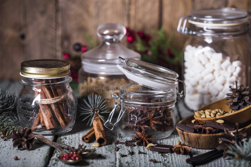 Glass jars with spices stock photo. Image of aroma, closeup - 80520644