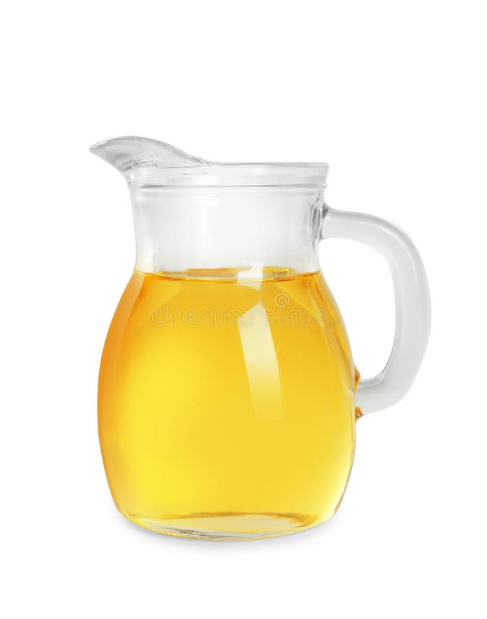 Glass Jug of Cooking Oil Isolated on White Stock Photo - Image of ...