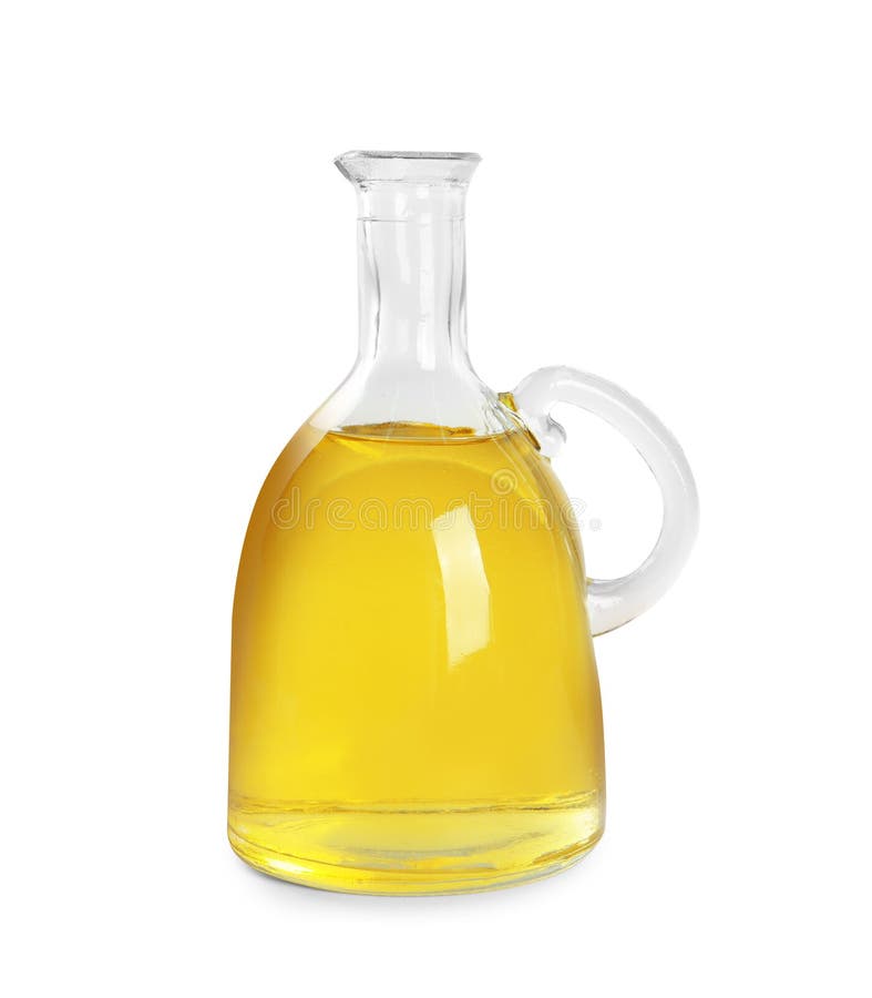 Glass Jug of Cooking Oil Isolated on White Stock Image - Image of ...