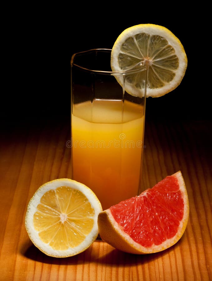 Glass of Juice and Citrus Slices Stock Photo - Image of vitamins, glass ...