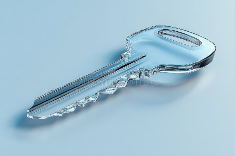 Glass Key Lying Blue Surface Symbolizing Security Access Solutions ...