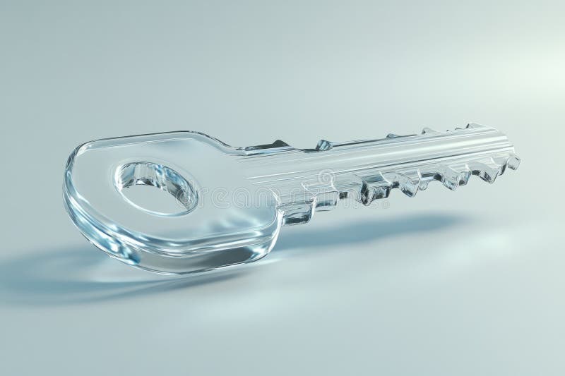 Glass Key is Lying on a Light Blue Surface, Symbolizing Security ...