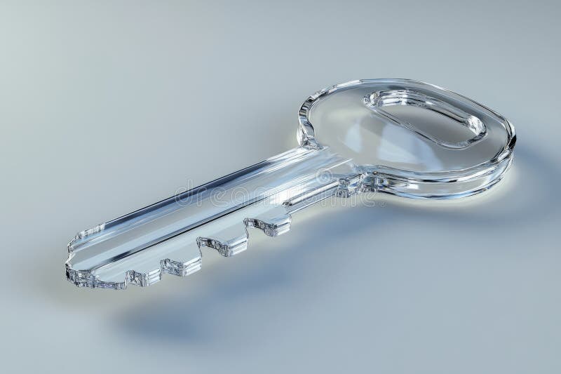 Glass Key Resting on a Gradient Background, Representing Concepts of ...