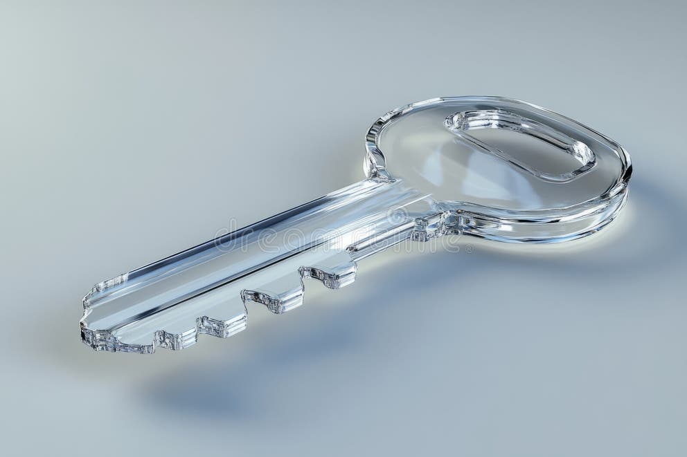 Glass Key Resting on a Gradient Background, Representing Concepts of ...