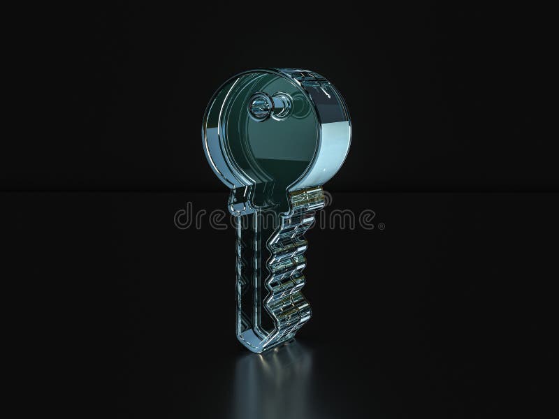 Glass Key Symbol 3D Illustration Stock Illustration - Illustration of ...