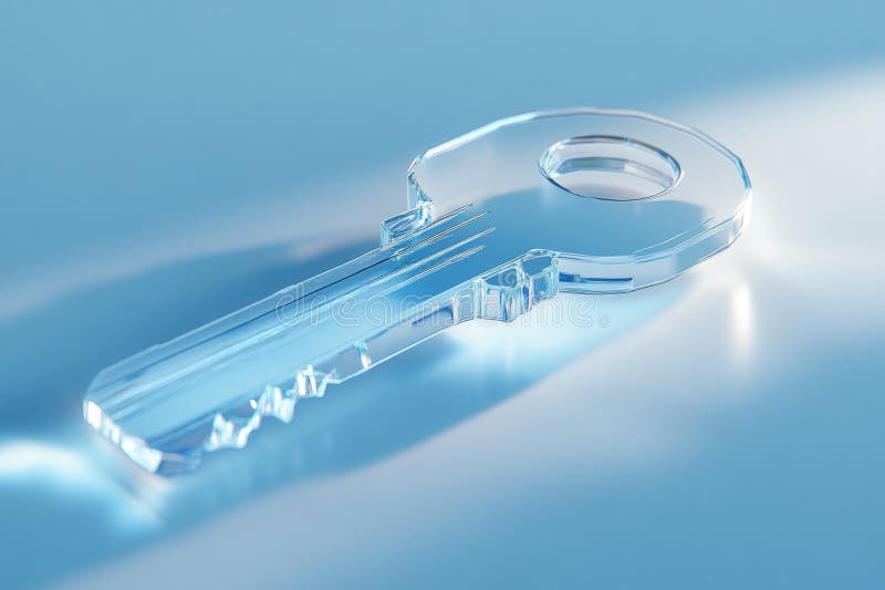 Glass Key Symbolizing Security, Access, Data Protection, and Problem ...