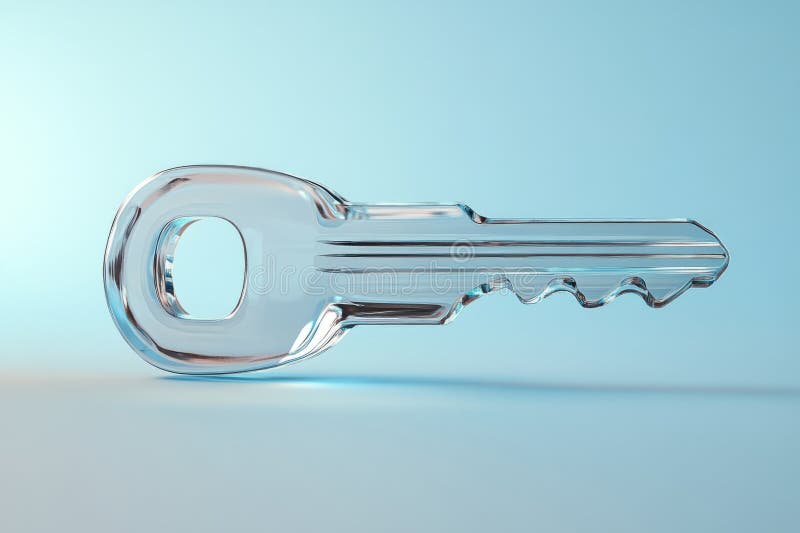 Glass Key Symbolizing Security, Access, and Solutions on a Gradient ...