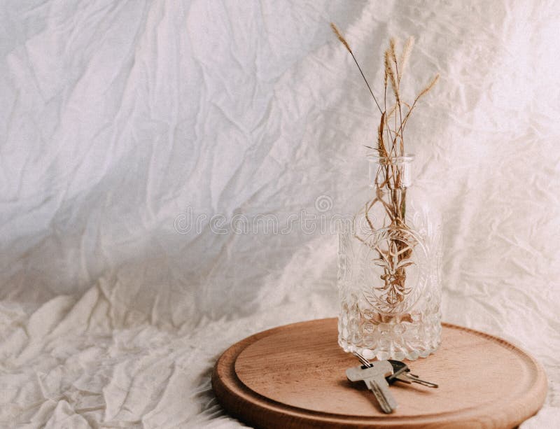 Glass Kitchen Utensils on Wooden Table Stock Photo - Image of ...