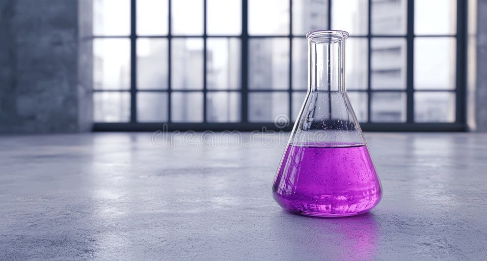 Glass Laboratory Beaker with Purple Liquid Stock Illustration ...
