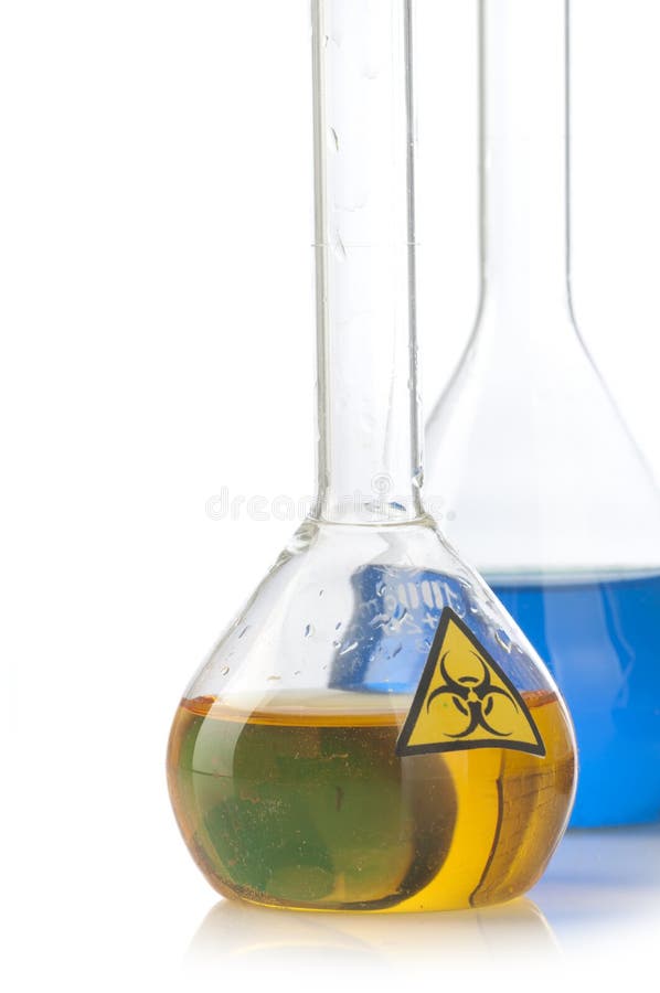 Glass Laboratory Equipment with Symbol Biohazard Stock Image - Image of ...