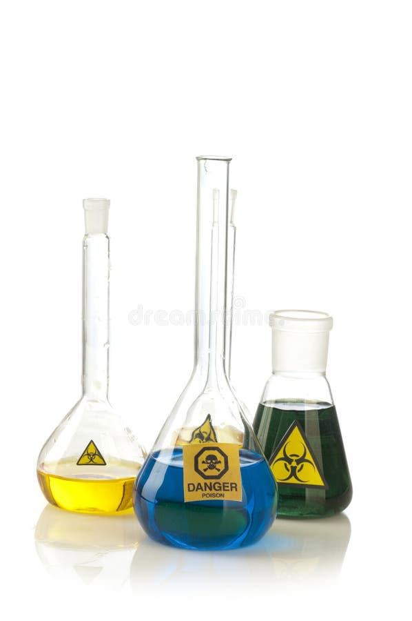 Glass Laboratory Equipment with Symbol Biohazard and Danger Stock Photo ...