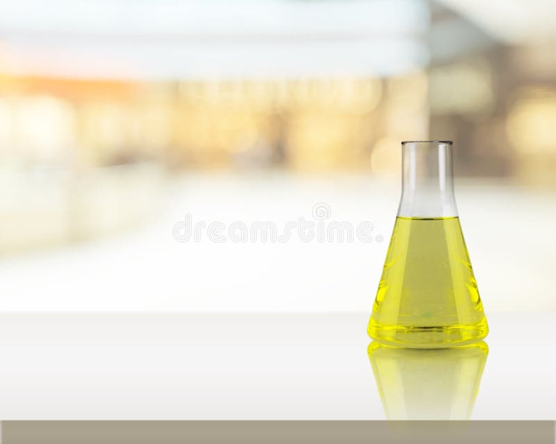 Glass Laboratory Flasks on Background Stock Photo - Image of biology ...
