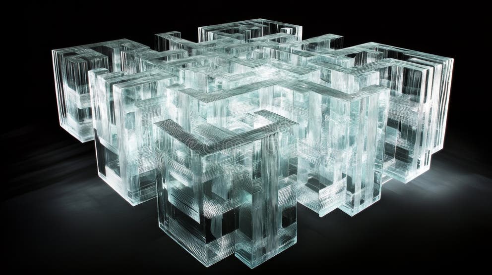 Glass Labyrinth Structure Representing Complexity and Intrigue on Black ...