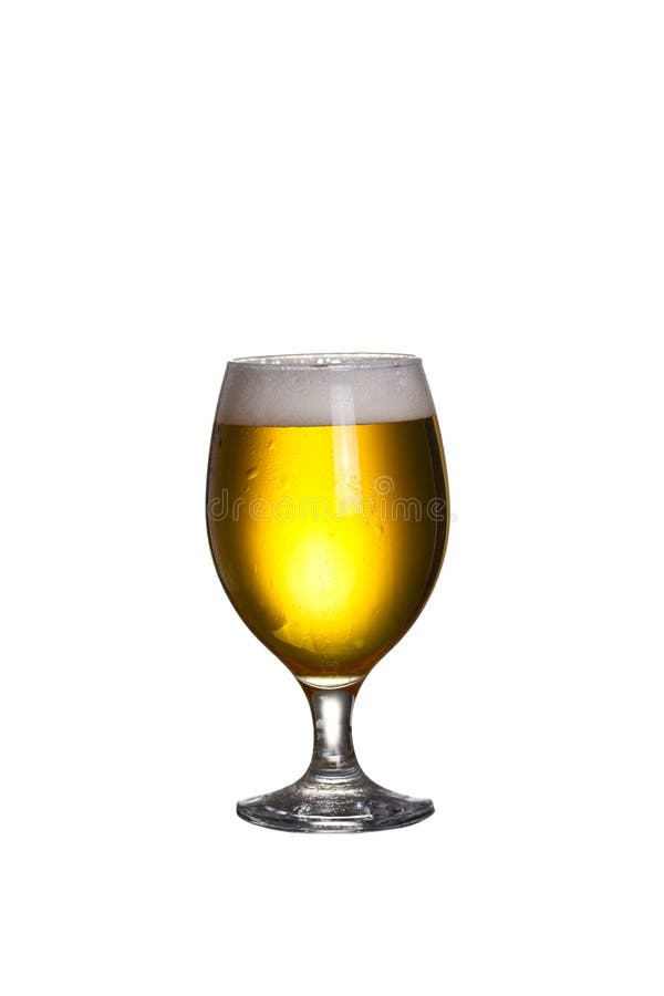 Glass of Lager Beer with Cap of Foam. Glass of Ale Isolated on White ...