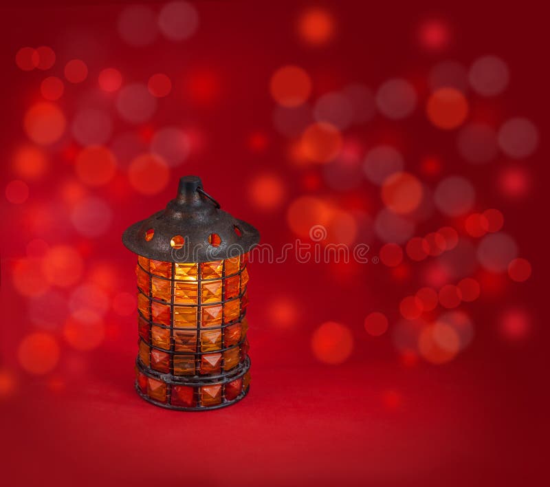 Glass Lantern on a Red Background Stock Image - Image of abstract ...