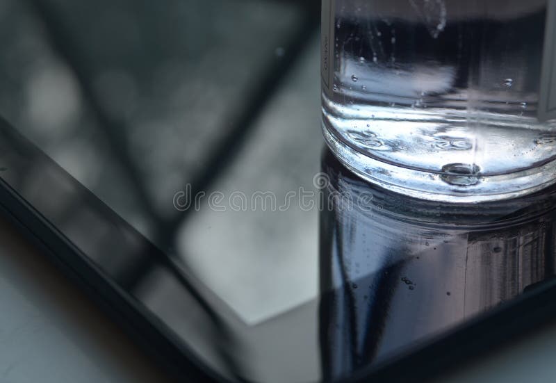 Glass on a Laptop with a Reflection on it Stock Image - Image of office ...
