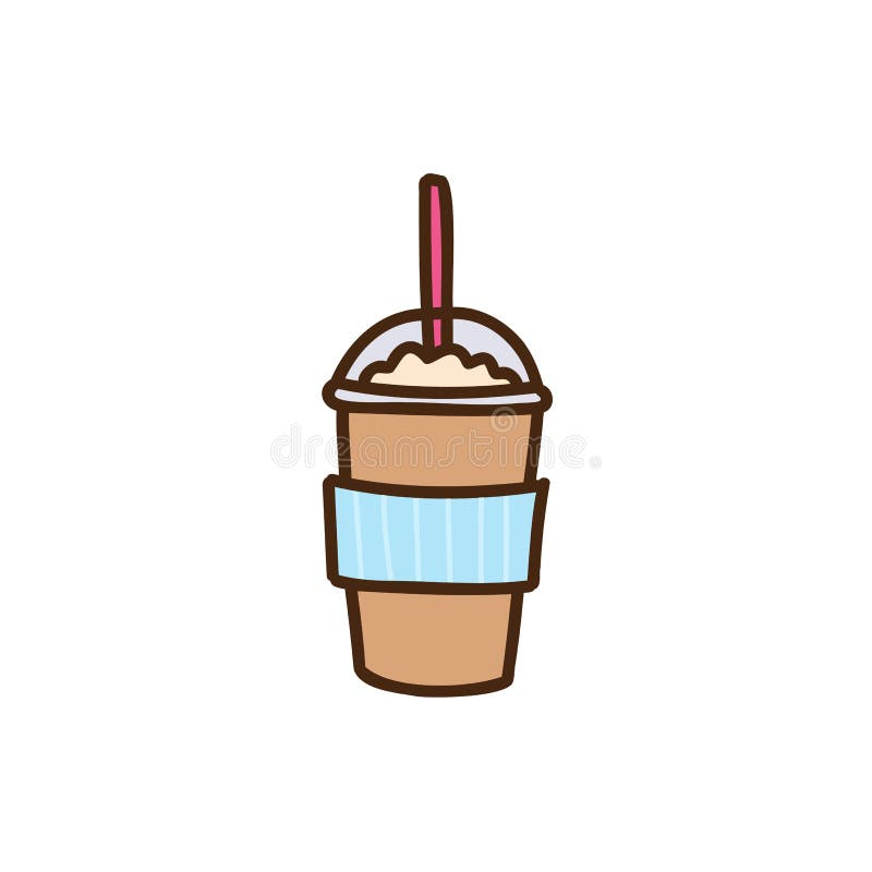 Glass of Latte. Cup of Fresh Coffee. Hand Drawn Cartoon Icon Stock ...