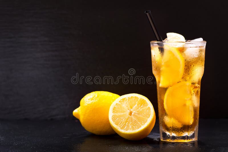 Lemon Iced Tea in a Glass Jar with Fresh Fruits Stock Image - Image of ...