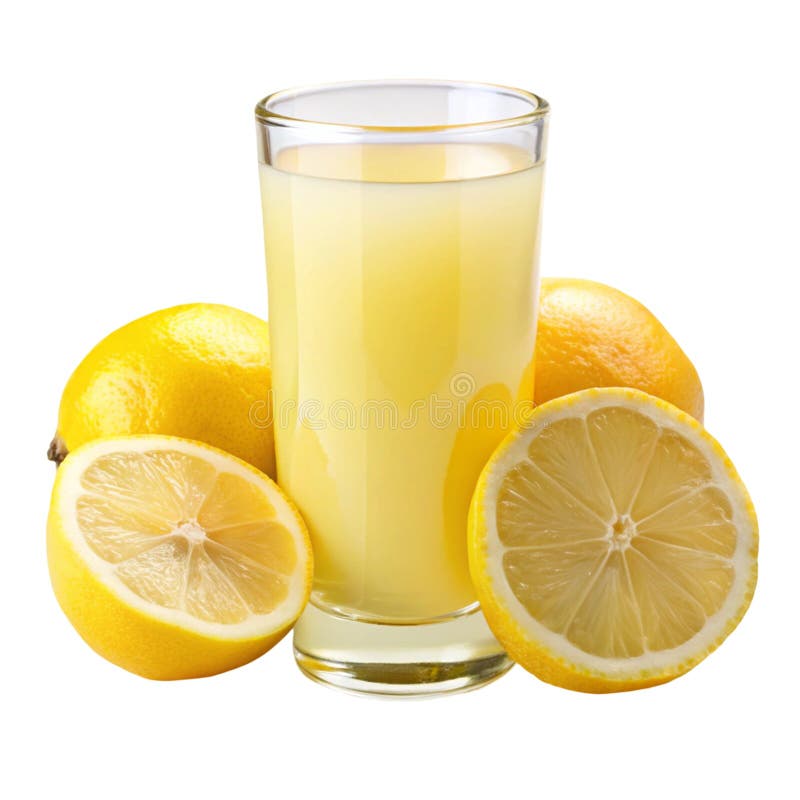 Glass of Lemon Juice Isolated on White Background Stock Illustration ...