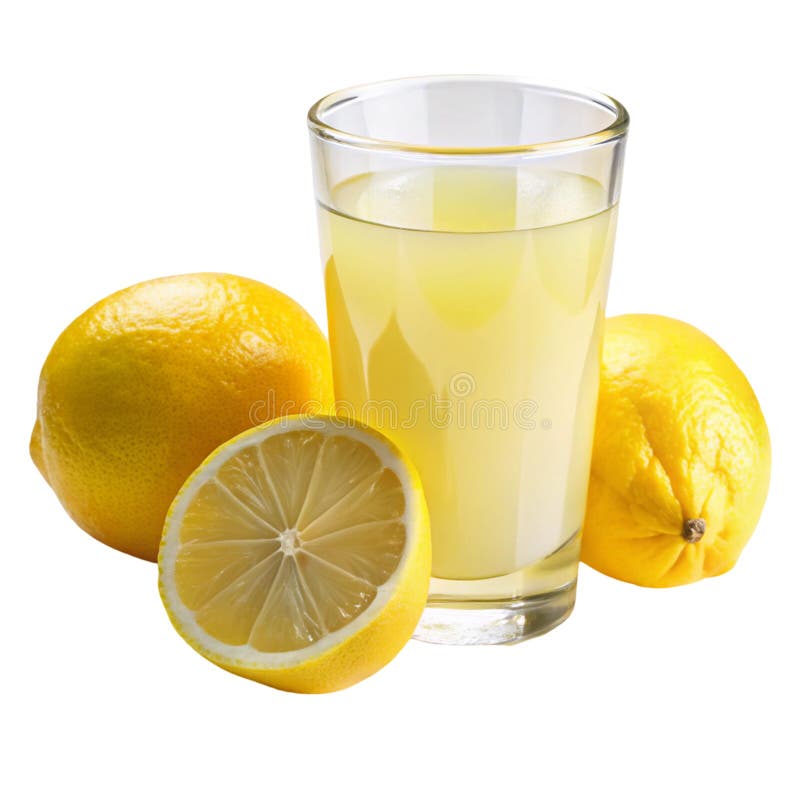 Glass of Lemon Juice Isolated on White Background Stock Illustration ...