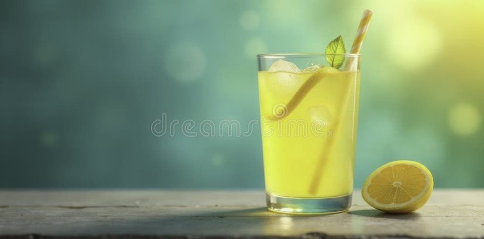 Glass of Lemonade with a Single Straw on the Side, Glass, Calm, Rest ...