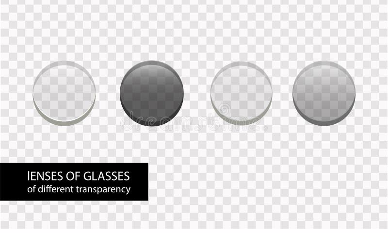 Glass Lenses of Different Transparency, Realistic Glass on a ...