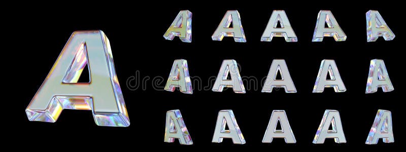 Glass Letter a on a Black Background. 3D Render. Stock Illustration ...