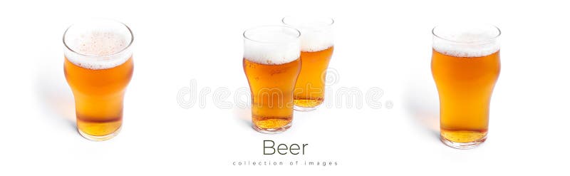 A Glass of Light Beer Isolated on a White Background. Light Beer. Stock ...