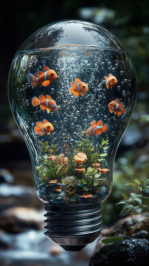 Glass Light Bulb Transformed into a Hyper-realistic Aquarium with Tiny ...