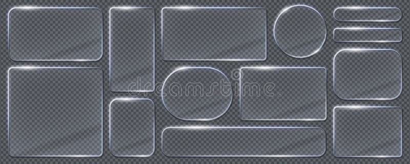 Glass Light Frames and Borders, Realistic 3d Set Stock Vector ...
