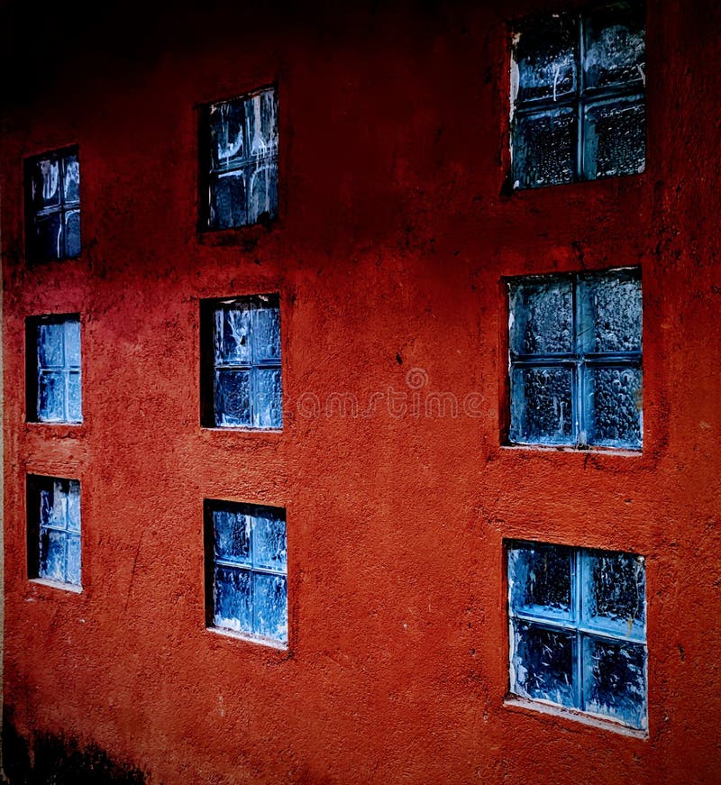 Glass Lightening Windows in the House Orange Wall Stock Photo - Image ...
