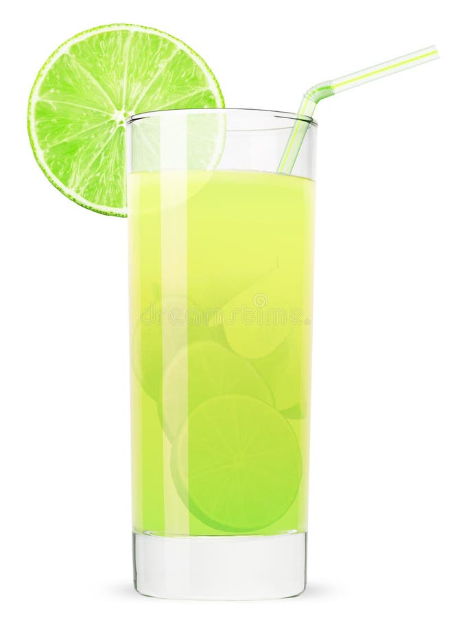 Glass of Lime Juice Isolated on White Background Stock Photo - Image of ...