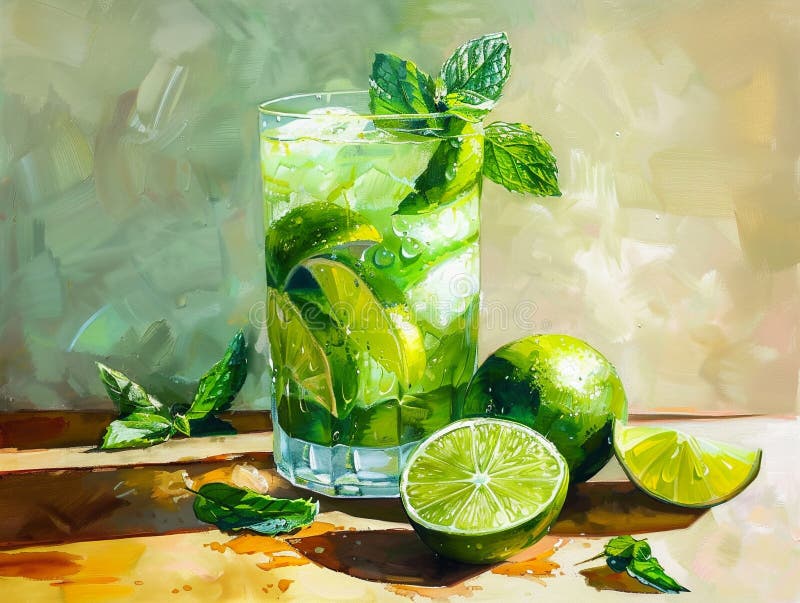 A Glass of Limeade with a Lime Slice in it Stock Illustration ...