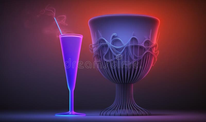 A Glass with a Liquid Inside of it Next To a Vase Stock Illustration ...