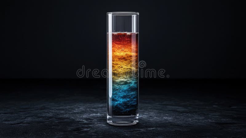 A Glass of Liquid with Layered Colors. Stock Illustration ...