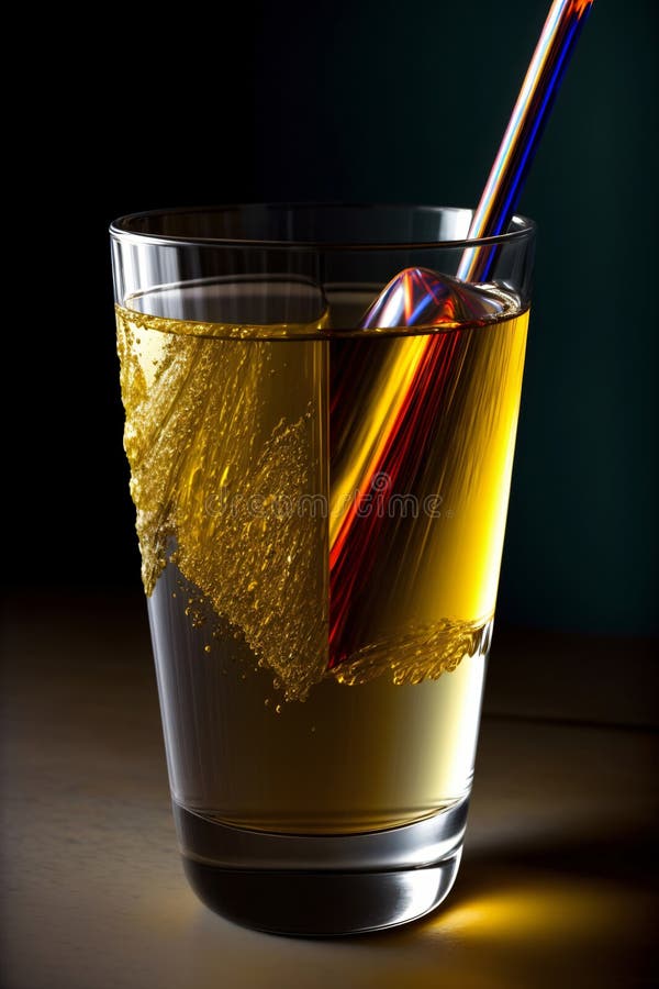 A Glass of Liquid with a Straw in it. Generative AI Stock Photo - Image ...