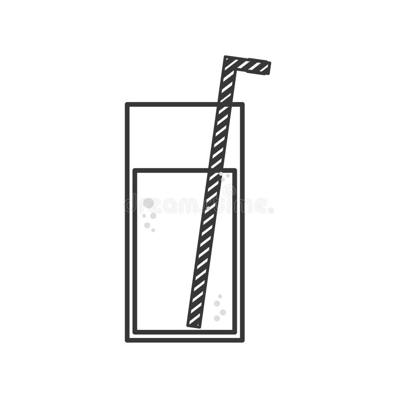Glass with Liquid and Straw , Vector Illustration Over White Background ...