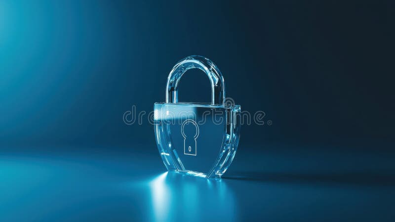 Glass Lock: Digital Security and Privacy Concept. a Translucent Padlock ...