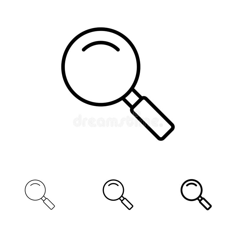 Glass, Look, Magnifying, Search Bold and Thin Black Line Icon Set Stock ...