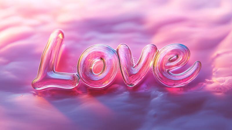 Glass Love Word Art on Pink Background Stock Illustration ...