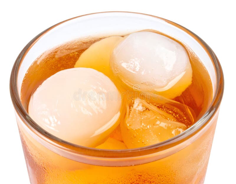 Glass of Lychee Iced Tea with Ice Cubes on Transparent Background Stock ...