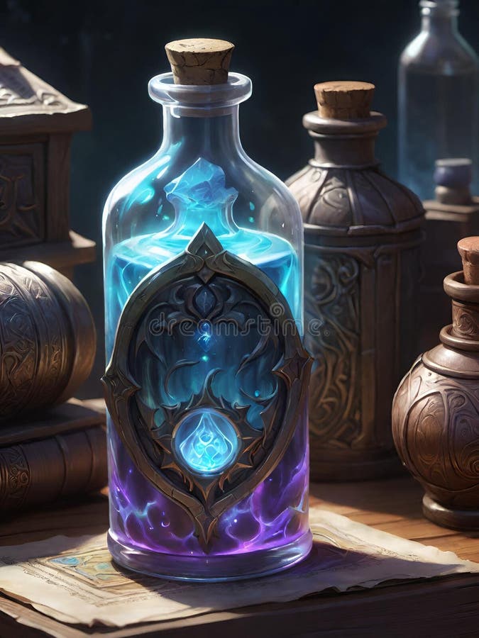 A Glass of Magic Potion with a Candle Stock Illustration - Illustration ...